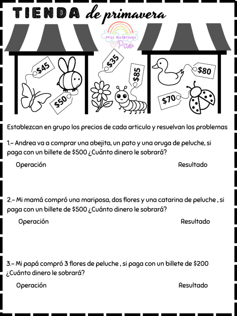 Problemas Matematicos Miss Materiales Pao | PDF