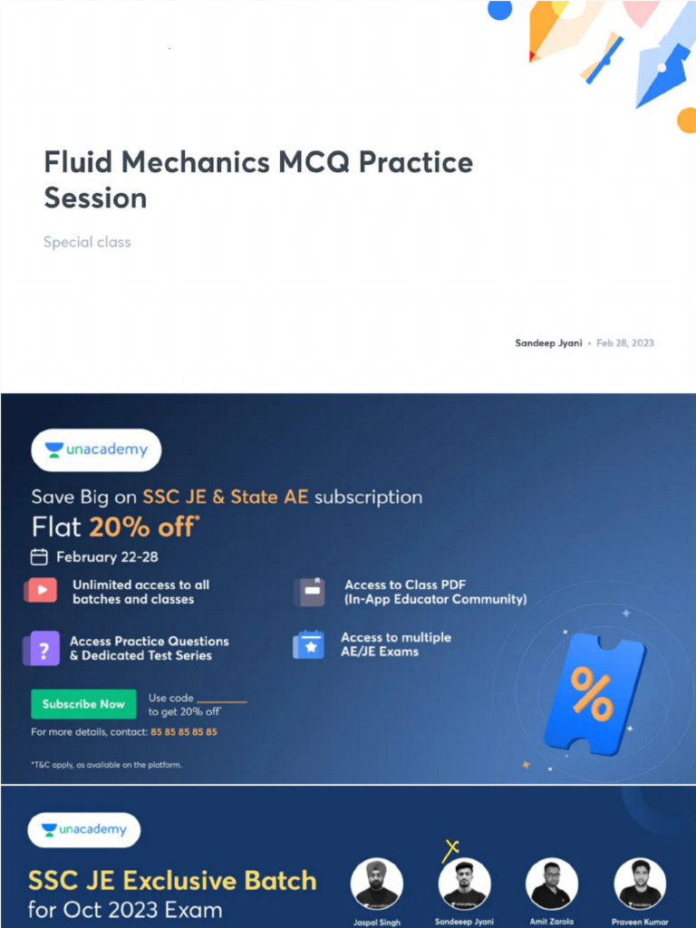 Fluid - Mechanics - MCQ - Practice - Session - With - Anno | PDF