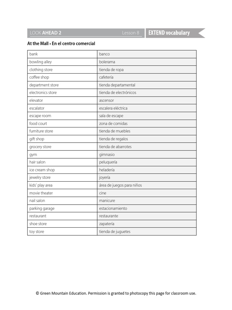 EXTEND Vocabulary: Ahead 2 | PDF