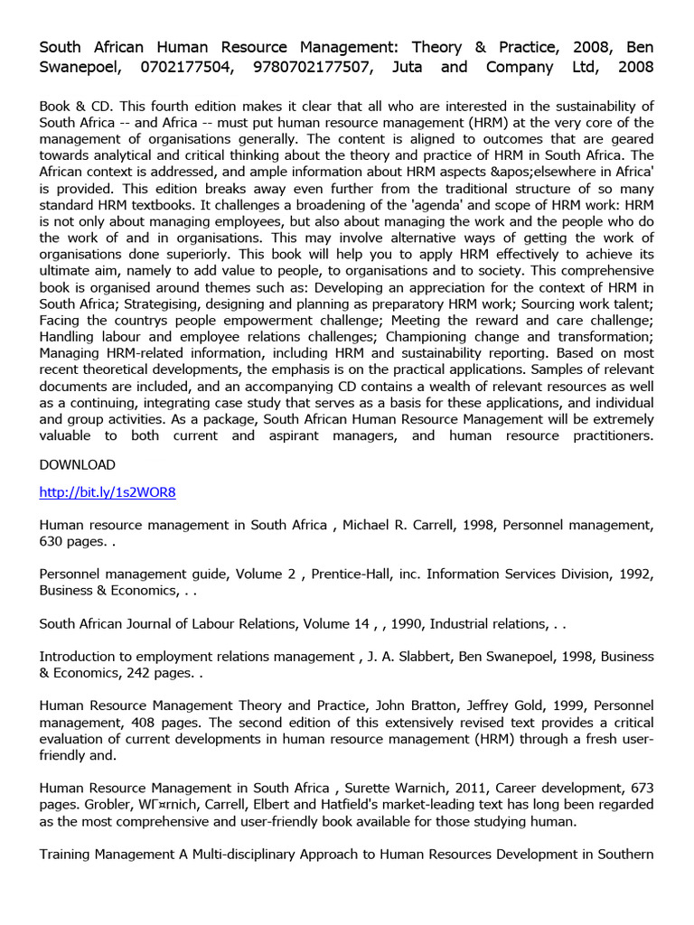 south-african-human-resource-management-theory-practice | PDF | Human Resource Management ...