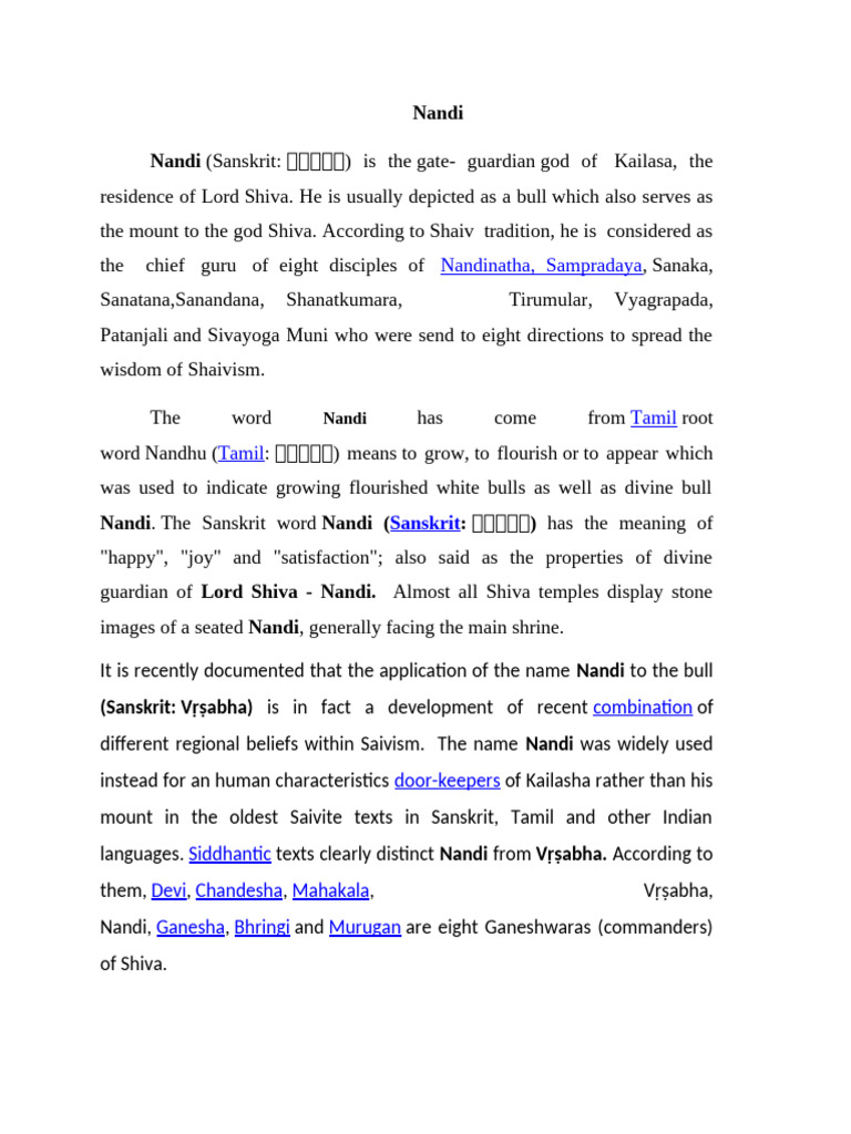 Nandi | PDF | Shiva | Hindu Deities