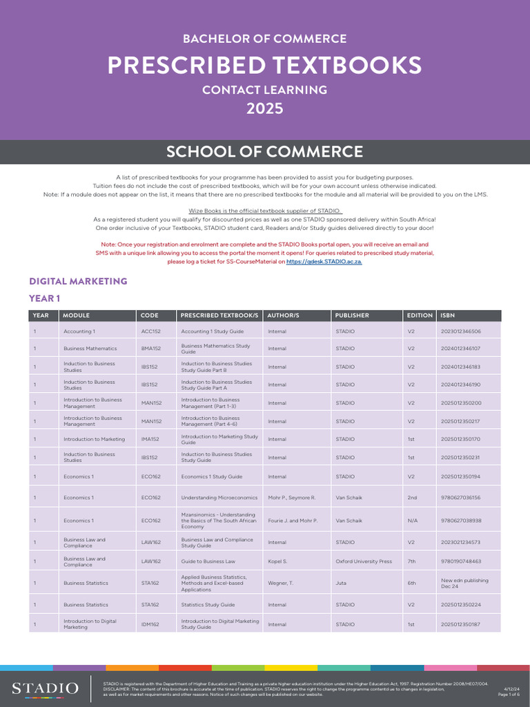 STADIO SOC BCOM GEN CL 2025 (Website) | PDF | Textbook | Economics