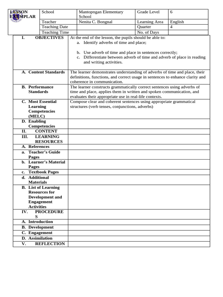 Lesson Exemplar g6 | PDF