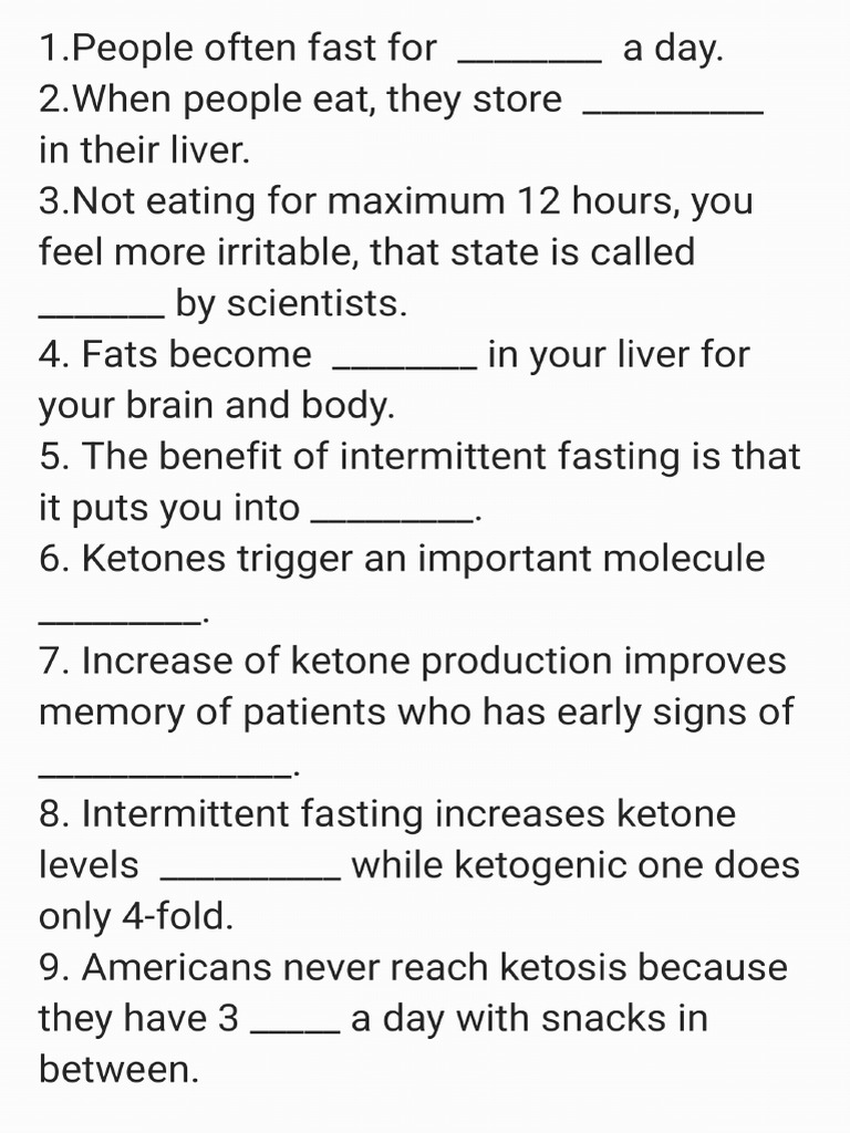Intermittent Fasting Exercise | PDF