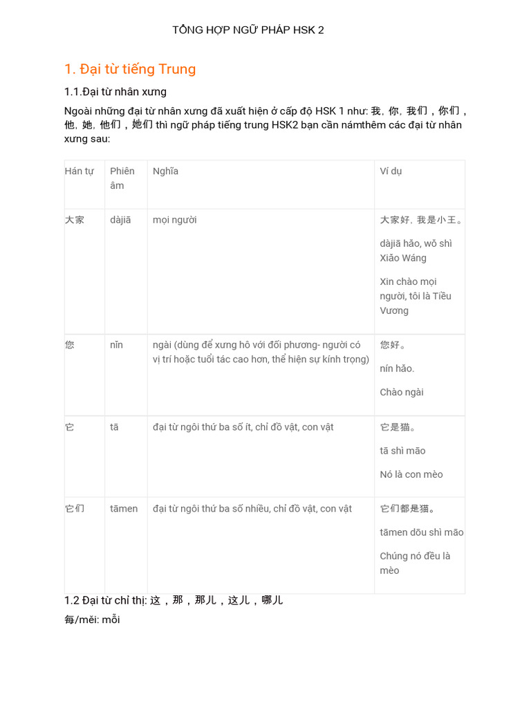 NG Pháp HSK 2 | PDF