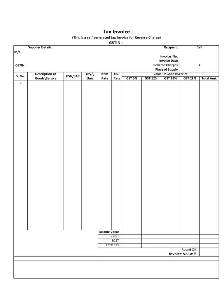 Free RCM Self Invoice. | PDF