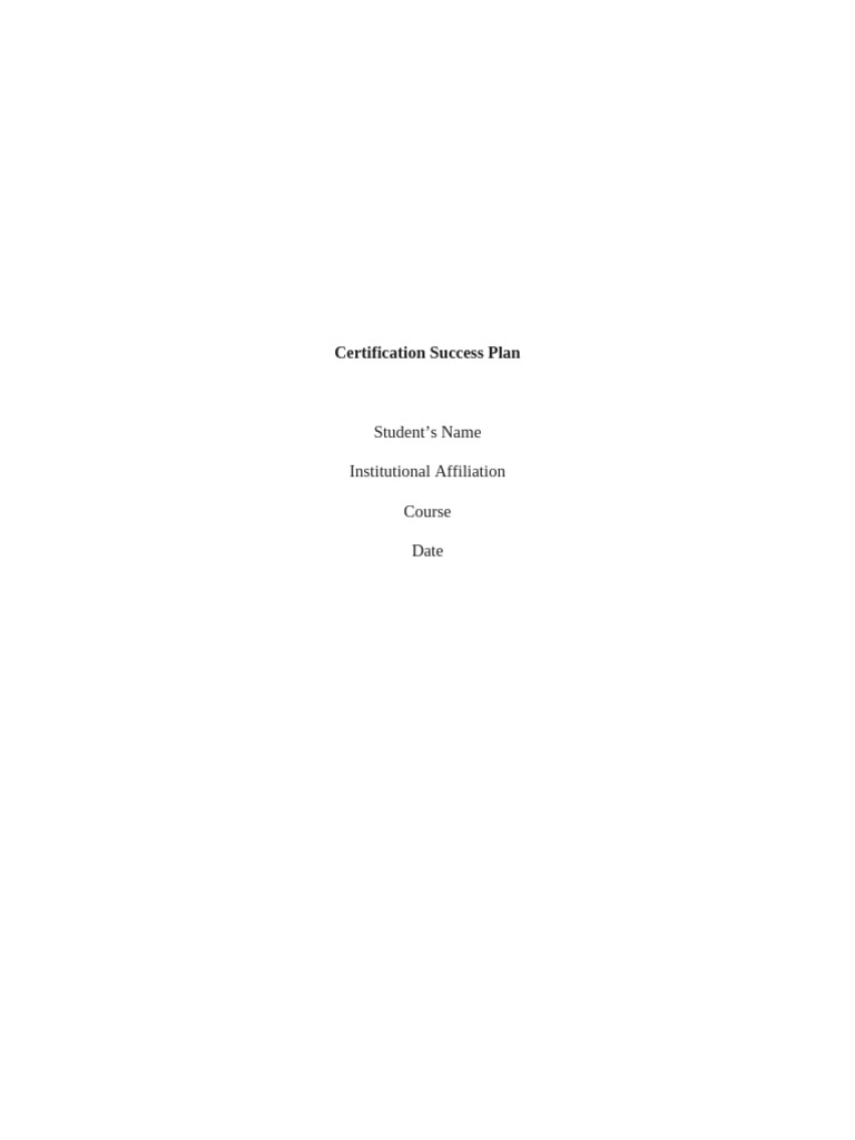 Certification Success Plan | PDF