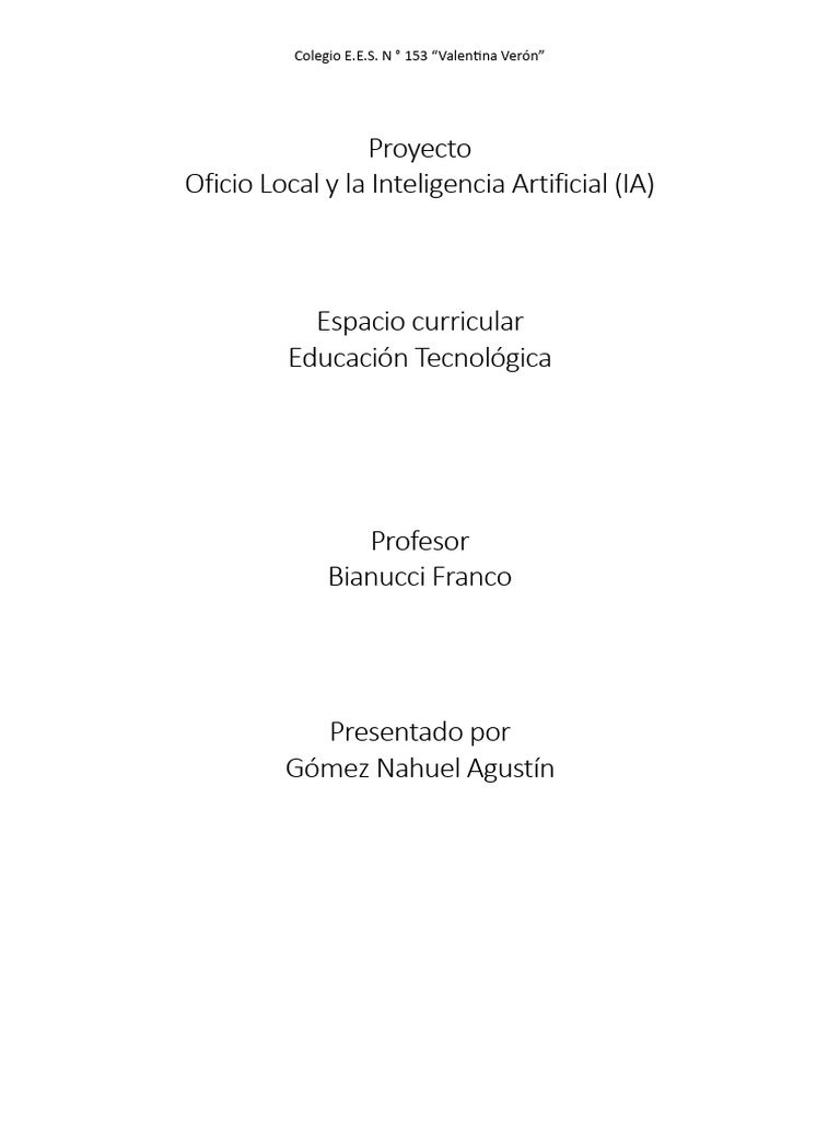 Proyecto (IA) | PDF | Enseñando | Inteligencia artificial
