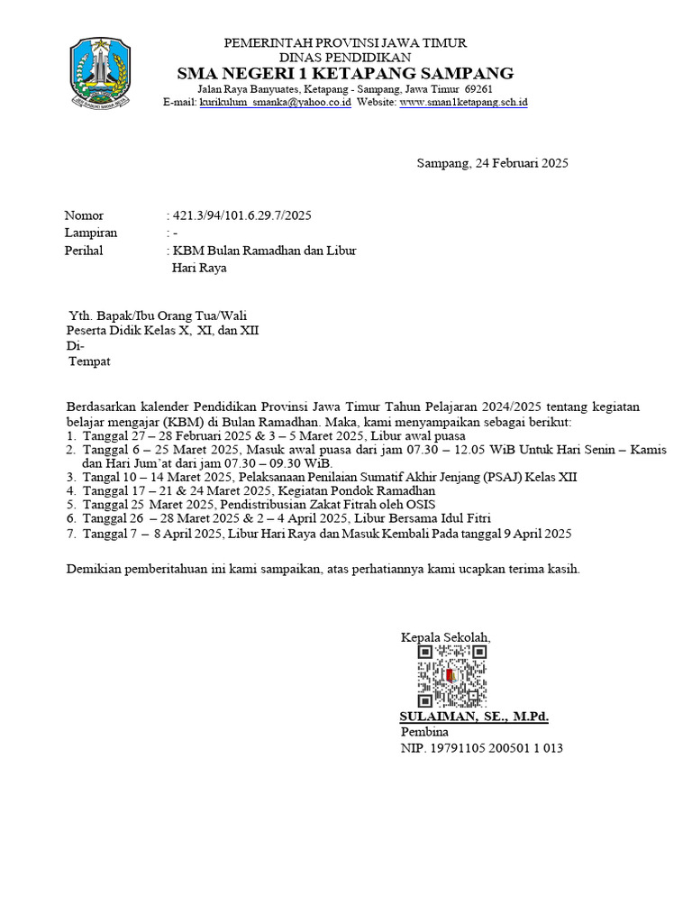 Surat Edaran Bulan Ramadhan 2025 | PDF
