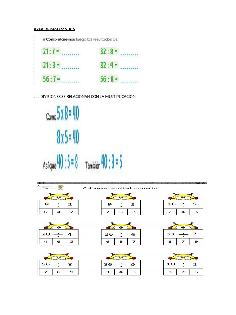 Tarea - Area de Matematica | PDF