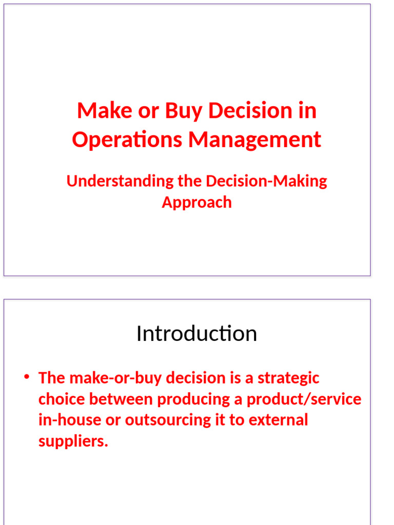 Make or Buy Decision Updated | PDF