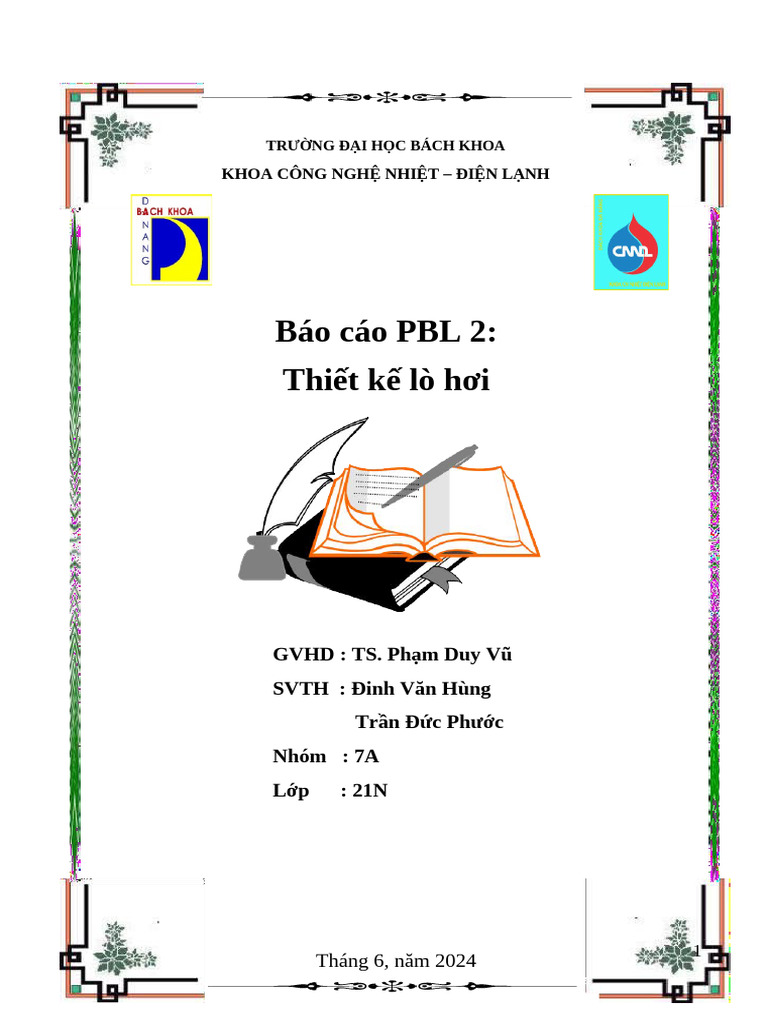 Báo cáo PBL 2: Thiết kế lò hơi | PDF