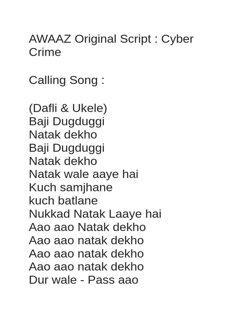 AWAAZ Original Script - Cyber Crime | PDF