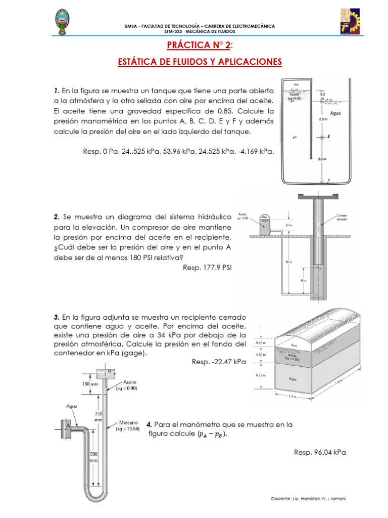Práctica N° 2 | PDF | Presión | Pascal (Unidad)