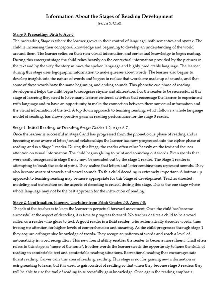 Stages of Reading Development Explained | PDF | Reading Comprehension ...