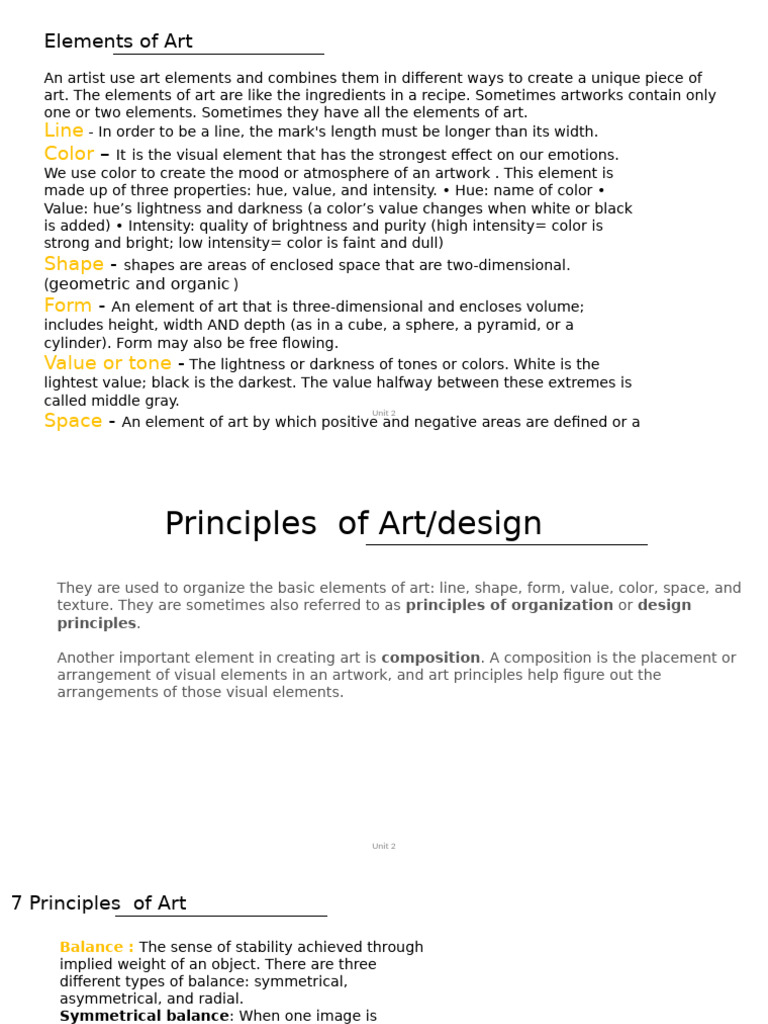 Elements and Principles of Art Explained | PDF | Composition (Visual ...