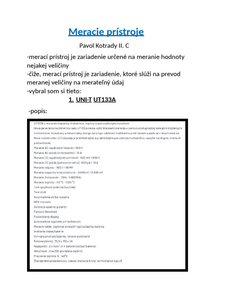 Meracie Prístroje | PDF