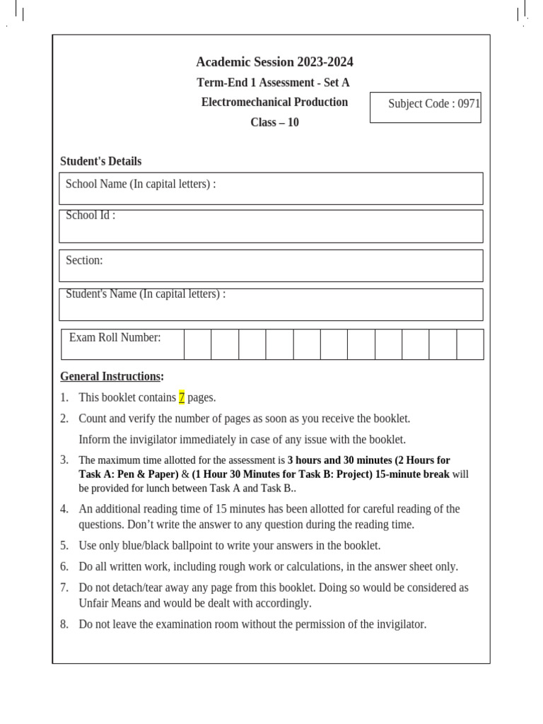 EMP-Grade 10-Question Paper_Set A | PDF | Soldering | Printed Circuit Board