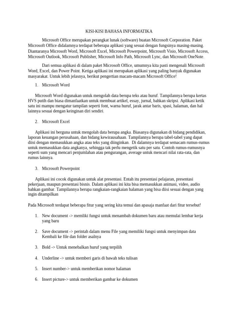 KISI- kisi informatika | PDF