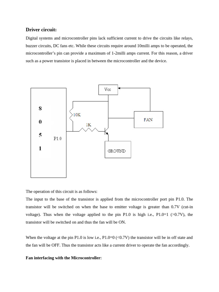 Microcontroller Fan Driver Circuit | PDF