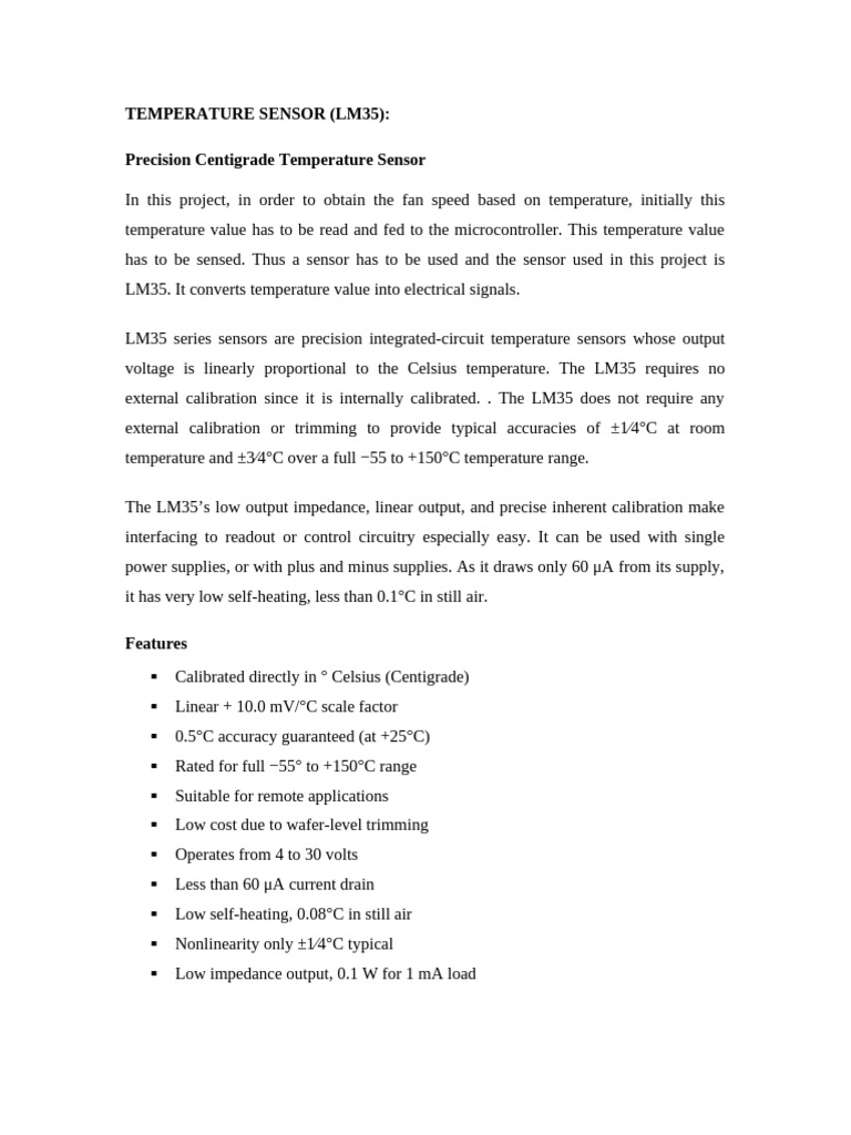 LM35 Temperture Sensor | PDF