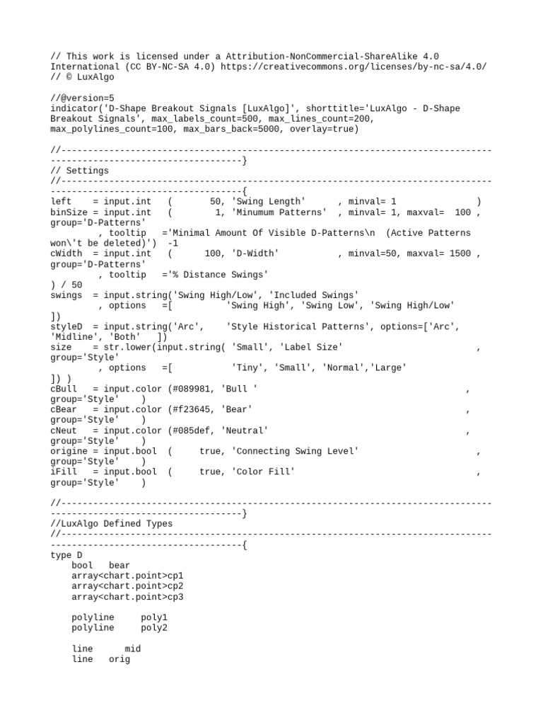 D-Shape Breakout Signals [LuxAlgo] | PDF | Computer Programming