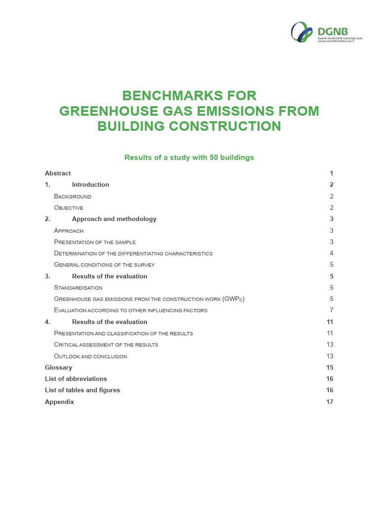 2021 DGNB Study Benchmarks For Greenhouse Gas Emissions From Building ...