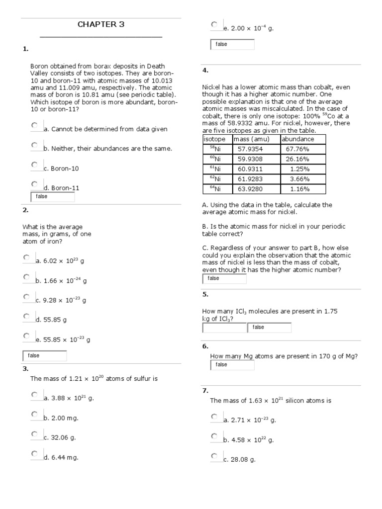 Chang Chemistry - Assessment Chapter 3 | PDF | Mole (Unit) | Molecules