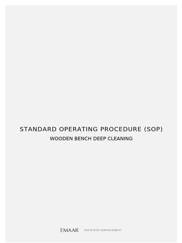 SOP 003 Wooden Bench Deep Cleaning Process | PDF | Emergency | Personal ...