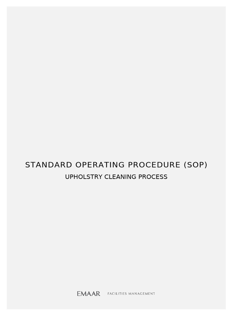 SOP 005 Upholstry Deep Cleaning Process | PDF | Occupational Safety And ...
