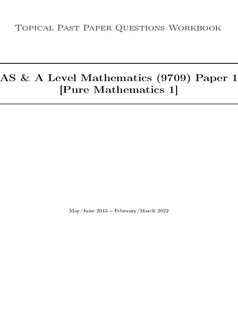 Maths 9709 Paper 1 - Functions | PDF | Mathematics | Science Education