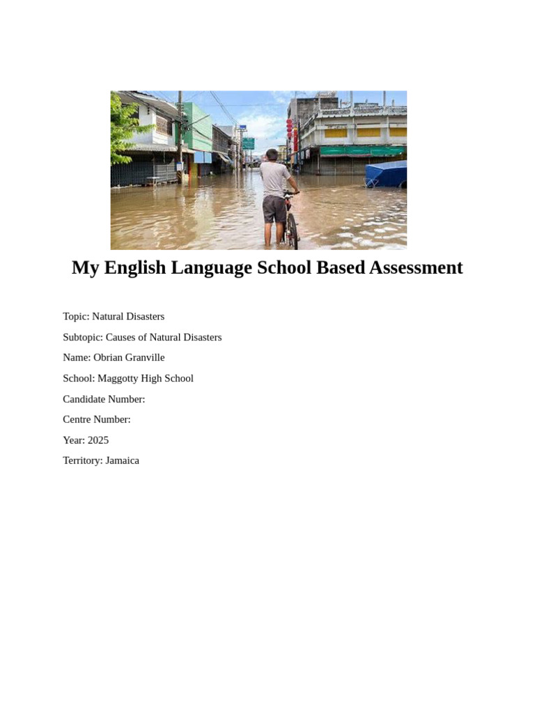 Obrian Granville English Sba | PDF | Natural Disasters | Earthquakes