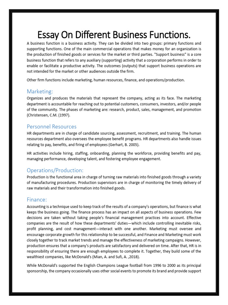 Overview of Key Business Functions | PDF | Marketing | Business