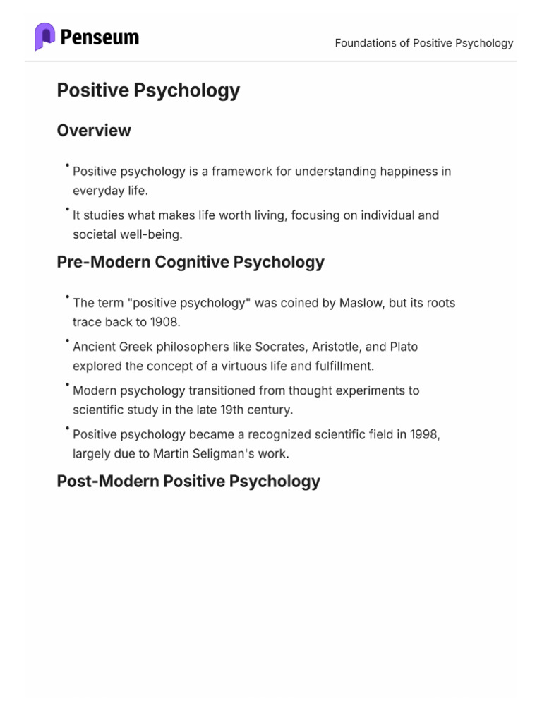 Foundations of Positive Psychology | PDF