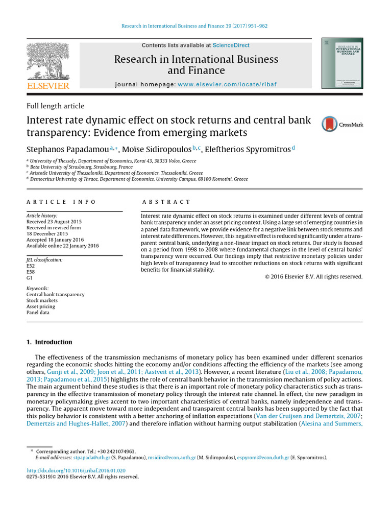 Interest rate dynamic effect on stock returns and central bank ...
