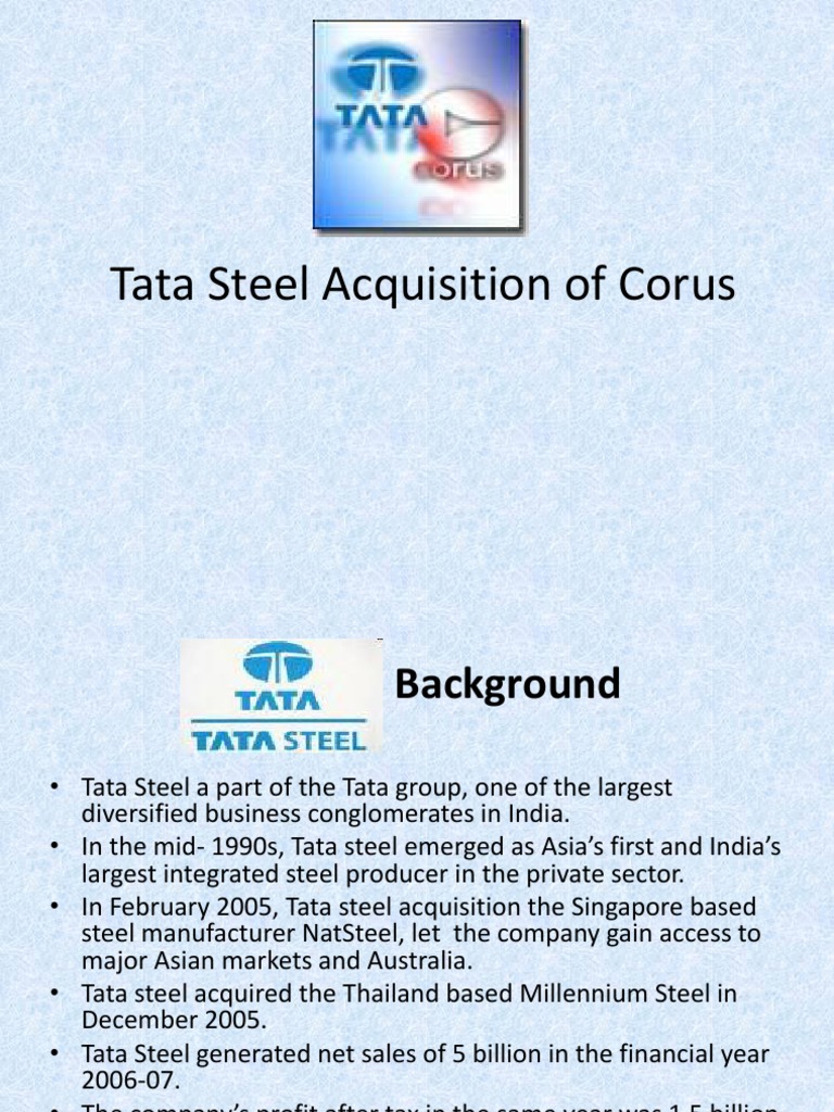 Tata Steel Acquisition of Corus | PDF | Earnings Before Interest ...