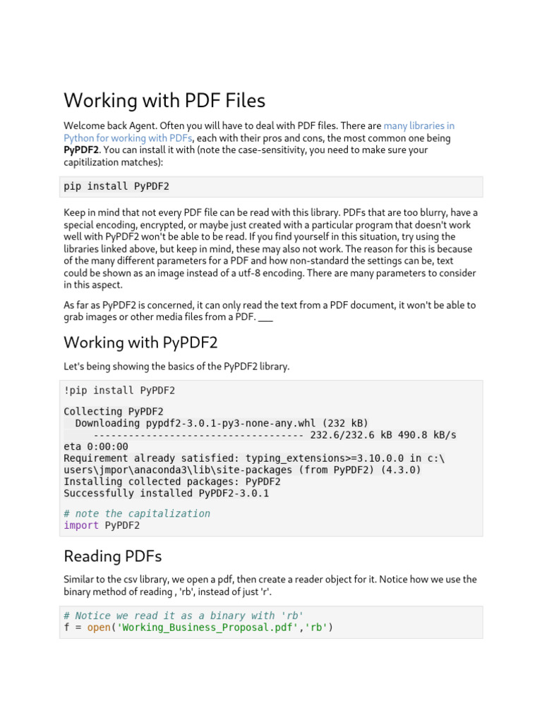 Installing PyPDF2 in Python | PDF | Strategic Management | Computing