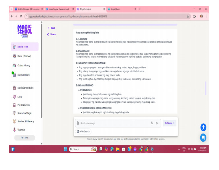 Lesson Plan - Magic School AI | PDF