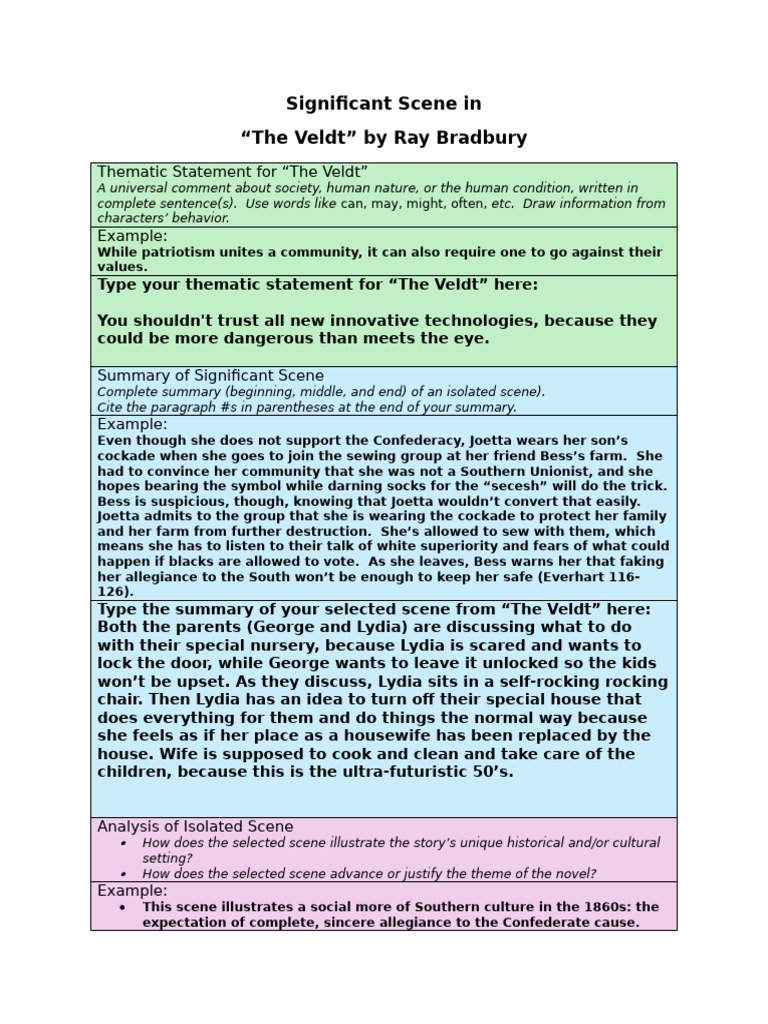 The Veldt Significant Scene (1) | PDF
