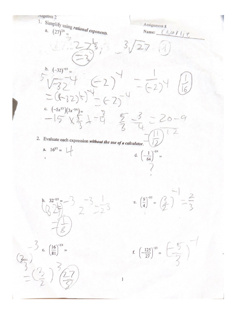 Simplify Using Rational Exponents. | PDF