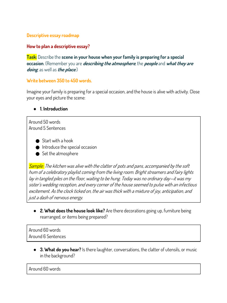4 How To Plan A Descriptive Essay - Descriptive Essay Roadmap | PDF