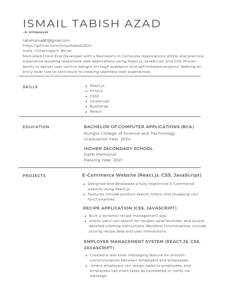 Ismail Resume Front-end-Developer | PDF