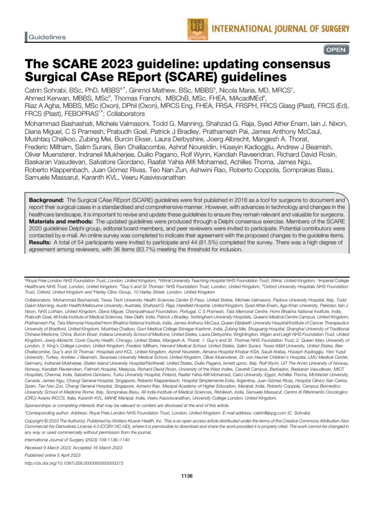 The Scare 2023 Guideline Updating Consensus.8 | PDF | Medical Imaging ...