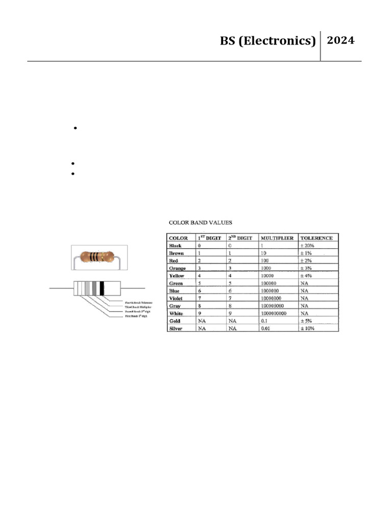 Resistor Color Coding Lab Guide | PDF | Resistor | Engineering Tolerance