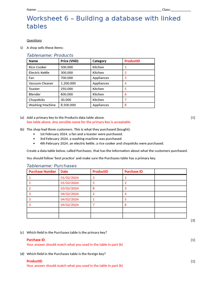 G8 - Managing Data - L03 - Worksheet 6 (Answers) | PDF | Home Appliance ...