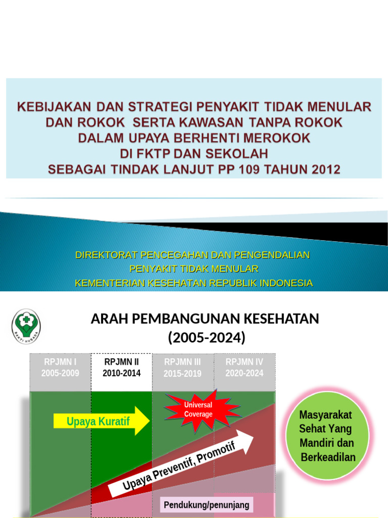 KEBIJAKAN UPAYA BERHENTI MEROKOK DI FKTP DAN SEKOLAH | PDF