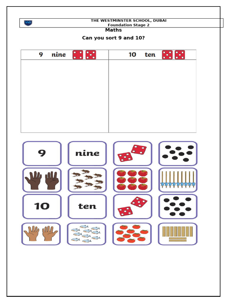 Sorting Numbers in Foundation Stage 2 | PDF