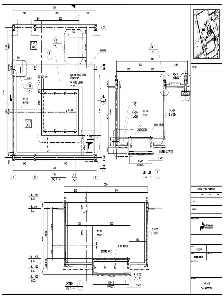 Civ-Dwg-Xxx-001 Concrete Plan & Section | PDF