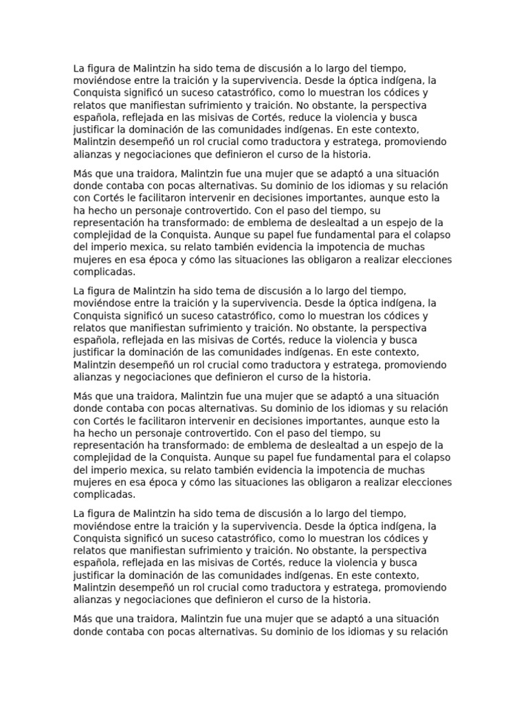 La Figura de Malintzin Ha Sido Tema de Discusión A Lo Largo Del Tiempo | PDF