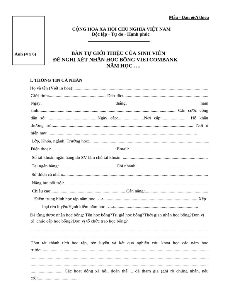 Mau Tu Gioi Thieu Ban Than 1702202523508CH | PDF